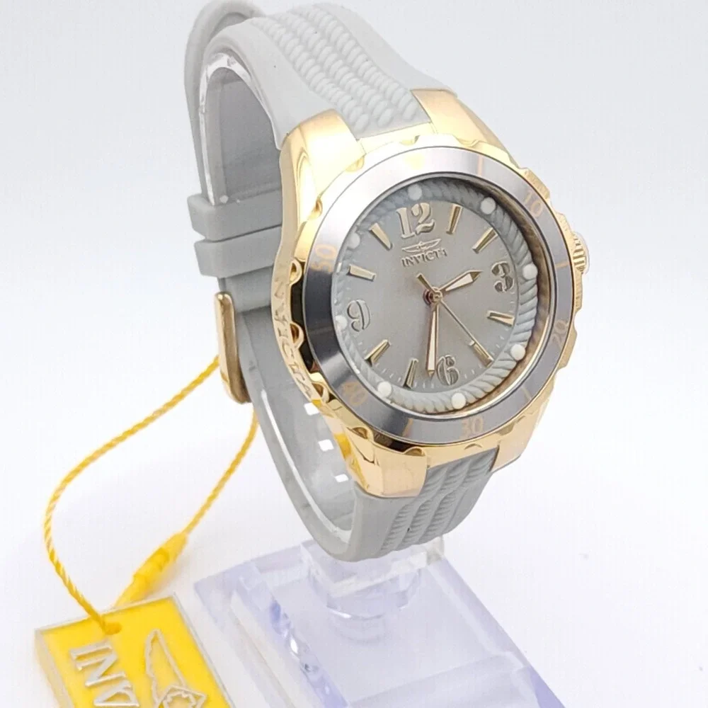 Invicta | Accessories | Invicta Angel Halo Womens Watch Gold Tone Gray ...